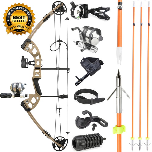 Bowfishing Compound Bow Kit with Bowfishing Reel, Bow Fishing Arrows,30 ...