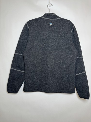 KUHL Thor Mens M Sweater Wool Blend 1/4 Zip Pullover Graphite Thermo ...