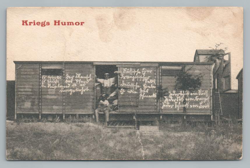 German Train Car Men "Kriegs Humor ~ War Humor" Antique Railroad ...