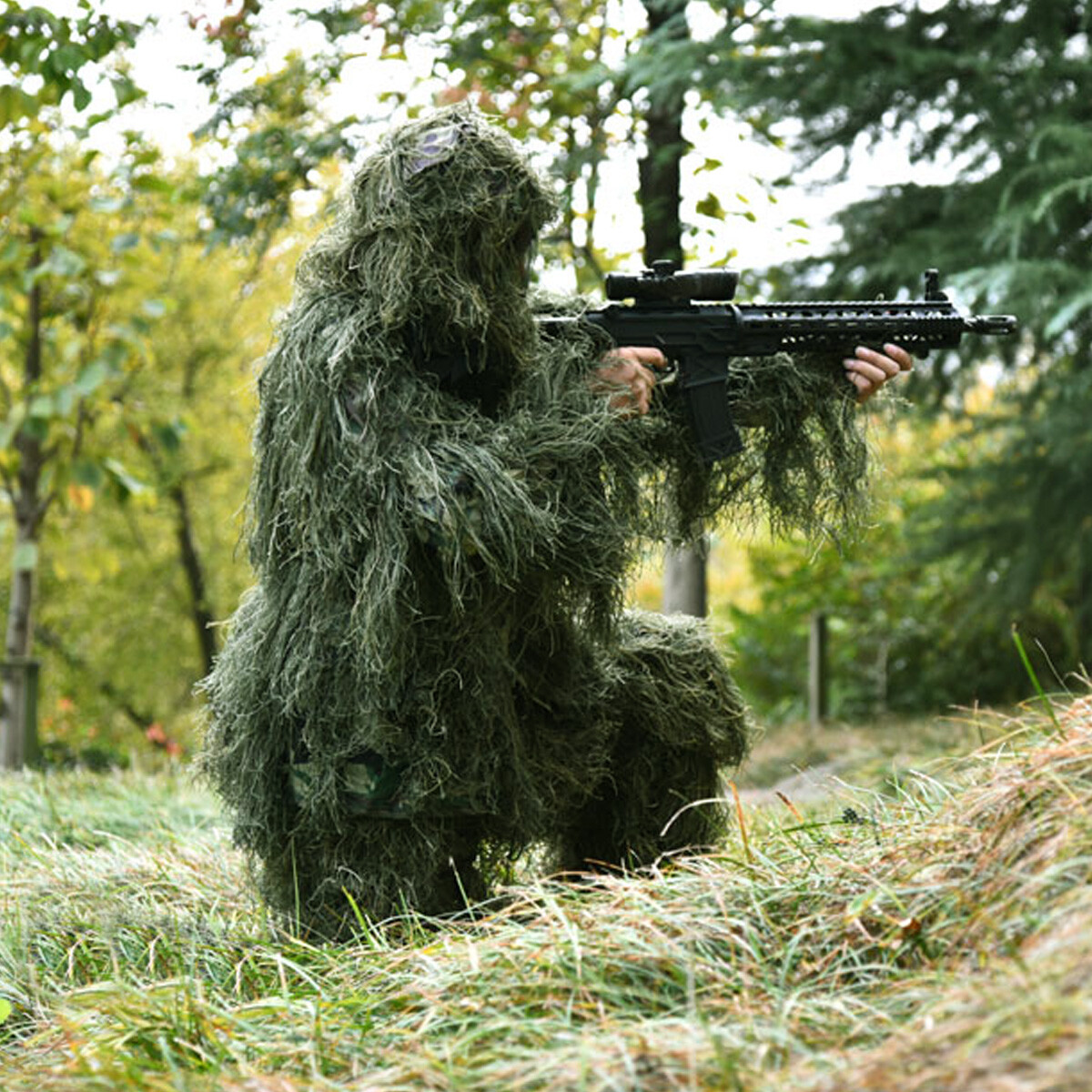 3D Camouflage Ghillie Suit Woodland Hunting Camo Ghillie Burlap Suit ...