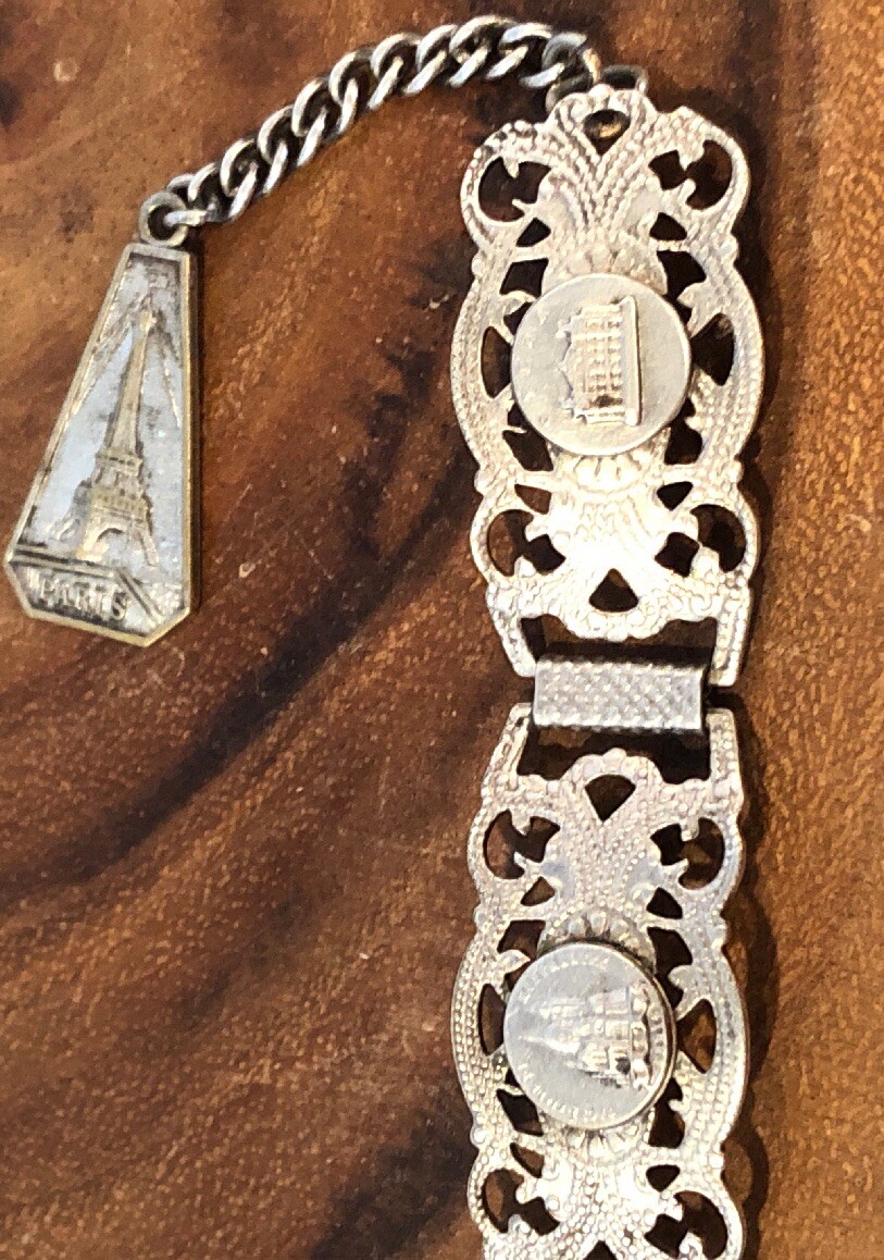 RARE ART DECO SOUVENIR DE PARIS 3D PANEL FILIGREE BRACELET Filigrane ...