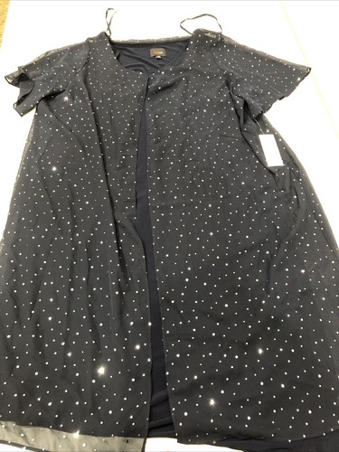 JM Studio By John Meyer Navy Blue Dress & Silver Dotted Chiffon Cover ...