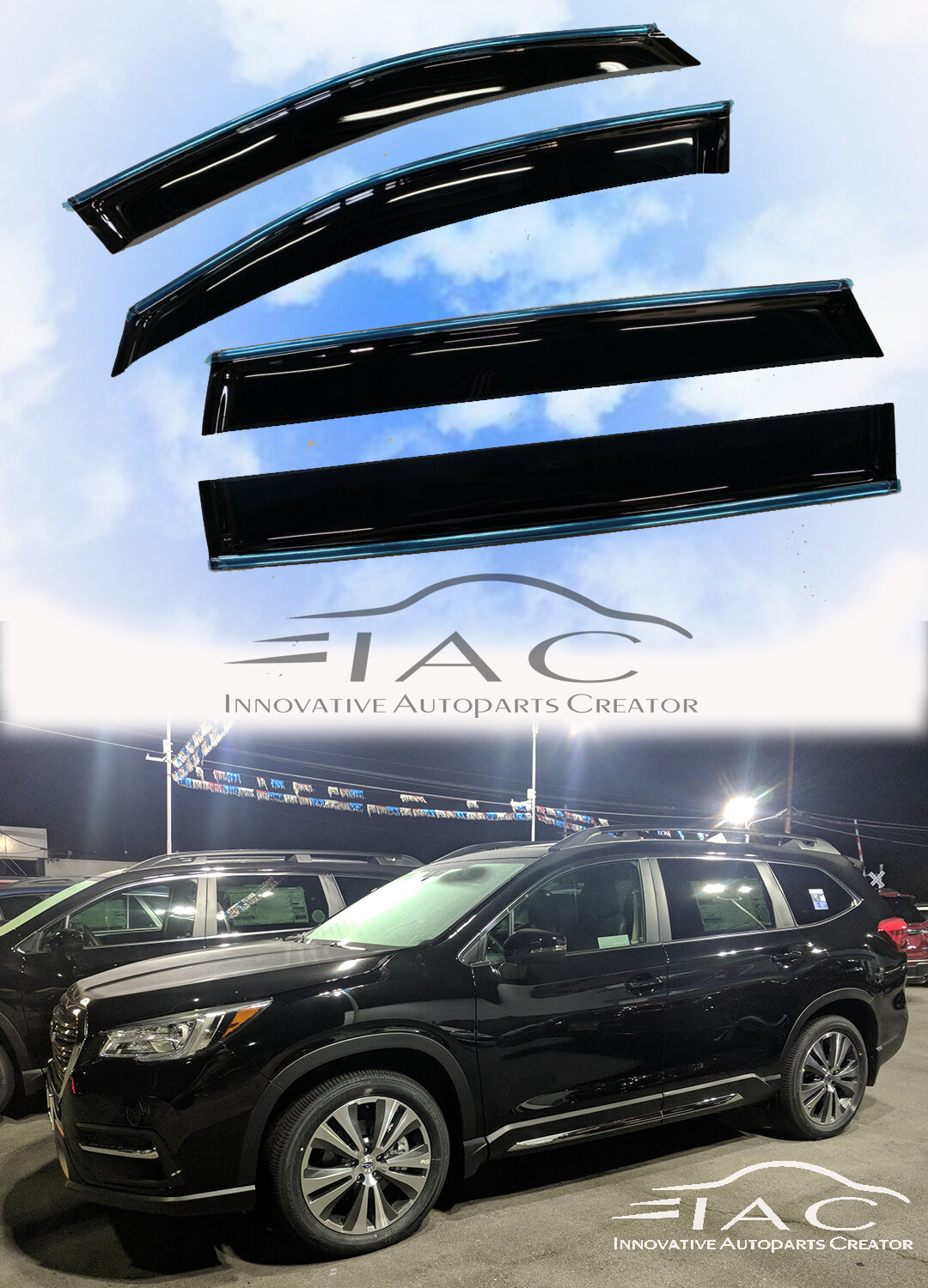 Chrome Trim Side Window Visors Deflectors For Subaru Ascent Evoltis ...