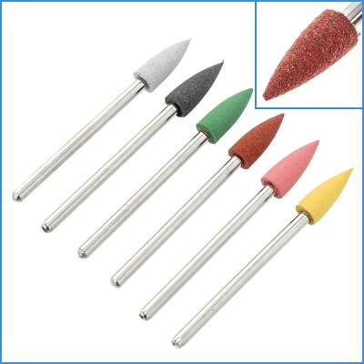 6pcs 5mm Pointed Taper Diamond Silicone Polishing Burr Bur For Rotary ...