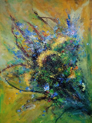 "Spring flowers ", acrylic hand painted art 16,5×11,7 inches+with frame ...