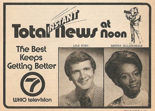 1975 tv news ad ~ WHIO in Dayton,Ohio with Lyle Steig & Sandra Gilliam ...