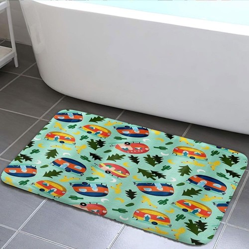 Caravan Green Bath Mat Washable Soft Cozy Bathroom Mats Carpet ...