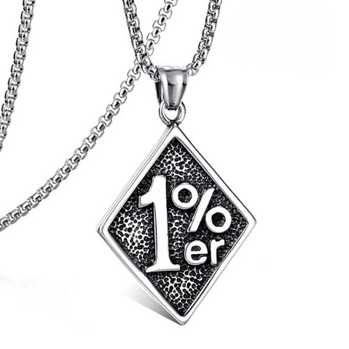 Mens One Percenter 1%er Pendant Necklace Punk Rock Biker Jewelry Box ...