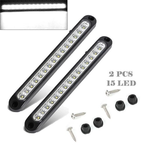 2pcs White 15 LED Tailer STOP UTE Reverse Light Bar Truck Boat Caravan ...