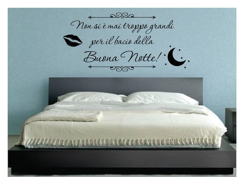 WALL STICKERS MURALI Bacio della Buona Notte famiglia casa adesivo love ...