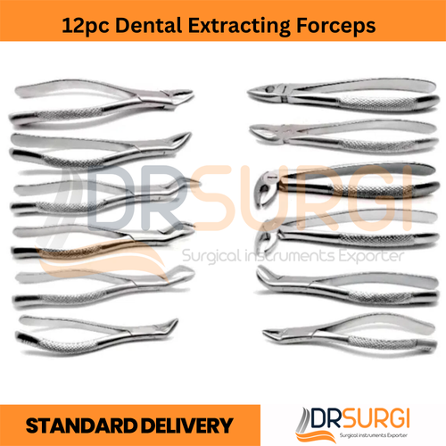 12pc Dental Extracting Forceps 23,65,150,151,150S,151S,88L,88R,MD1,MD2 ...