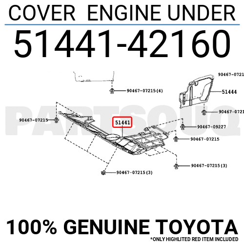 5144142160 Genuine Toyota COVER ENGINE UNDER 51441-42160 | eBay