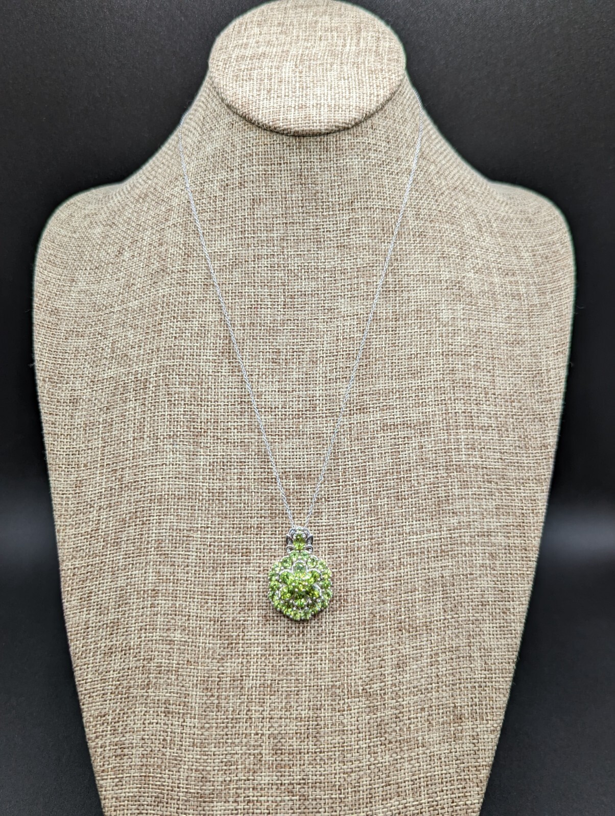 NWT Sterling Peridot Cluster Gemstone Flower Pendant Necklace STS Chuck ...