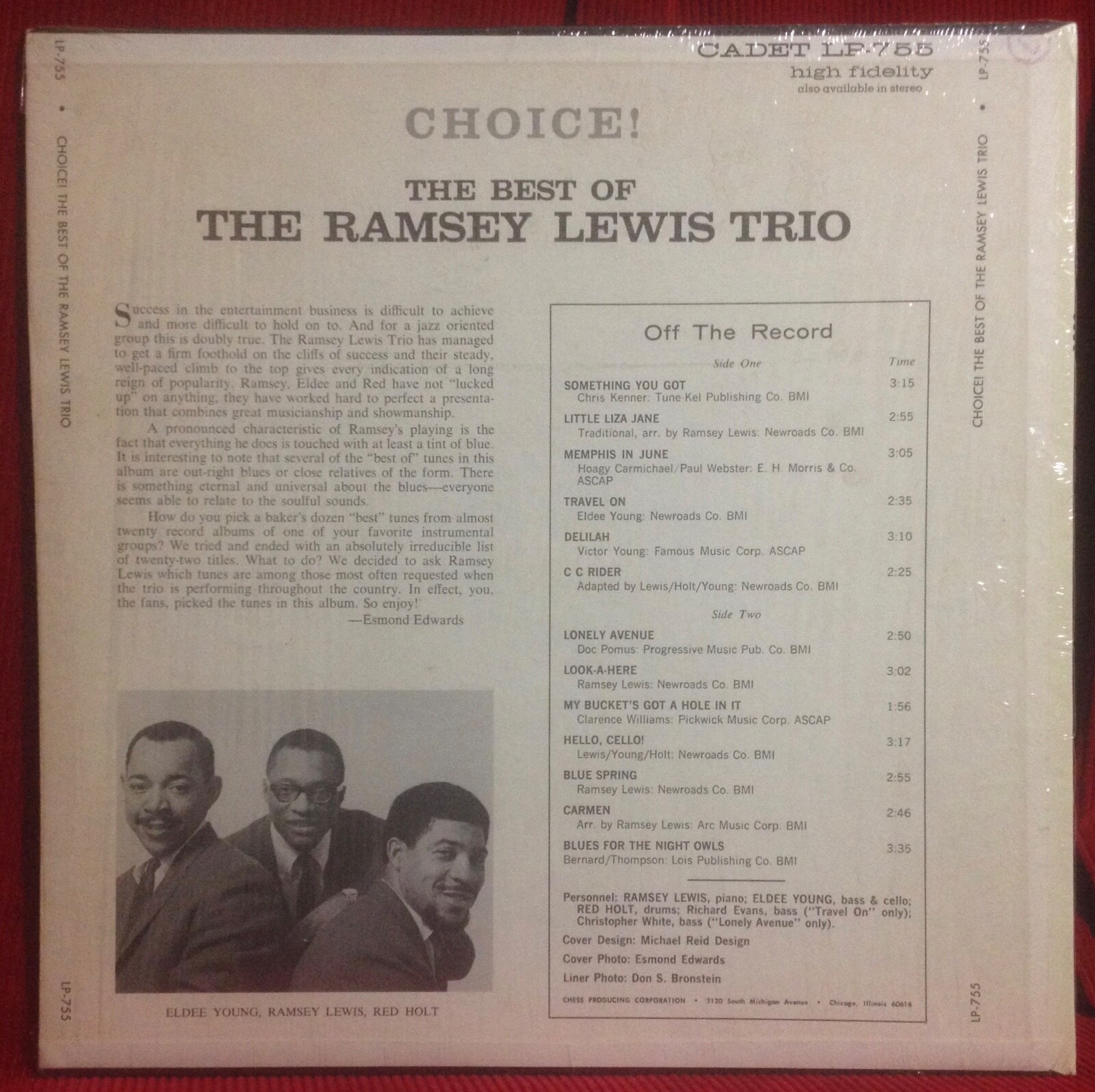 Choice!: The Best Of The Ramsey Lewis Trio LP Cadet ‎– LPS-755 Play ...