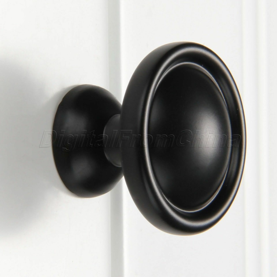 Modern Matt Black Alloy Pull Handles Wardrobe Door Cabinet Drawer Knobs ...