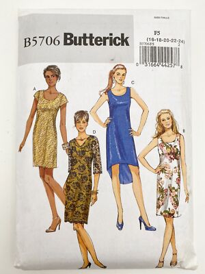 Butterick Pattern 5706 Women Spring/Summer Dresses 4 Styles Sz 16-24 ...