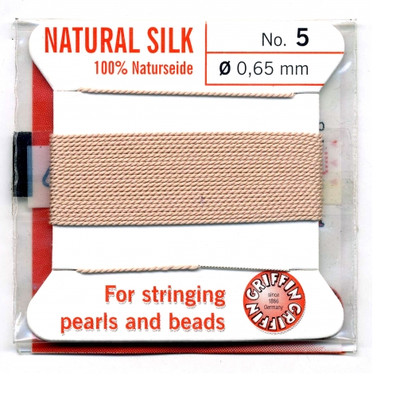 PALE PINK SKIN SILK THREAD 0.65mm STRINGING PEARLS & BEADS GRIFFIN SIZE ...