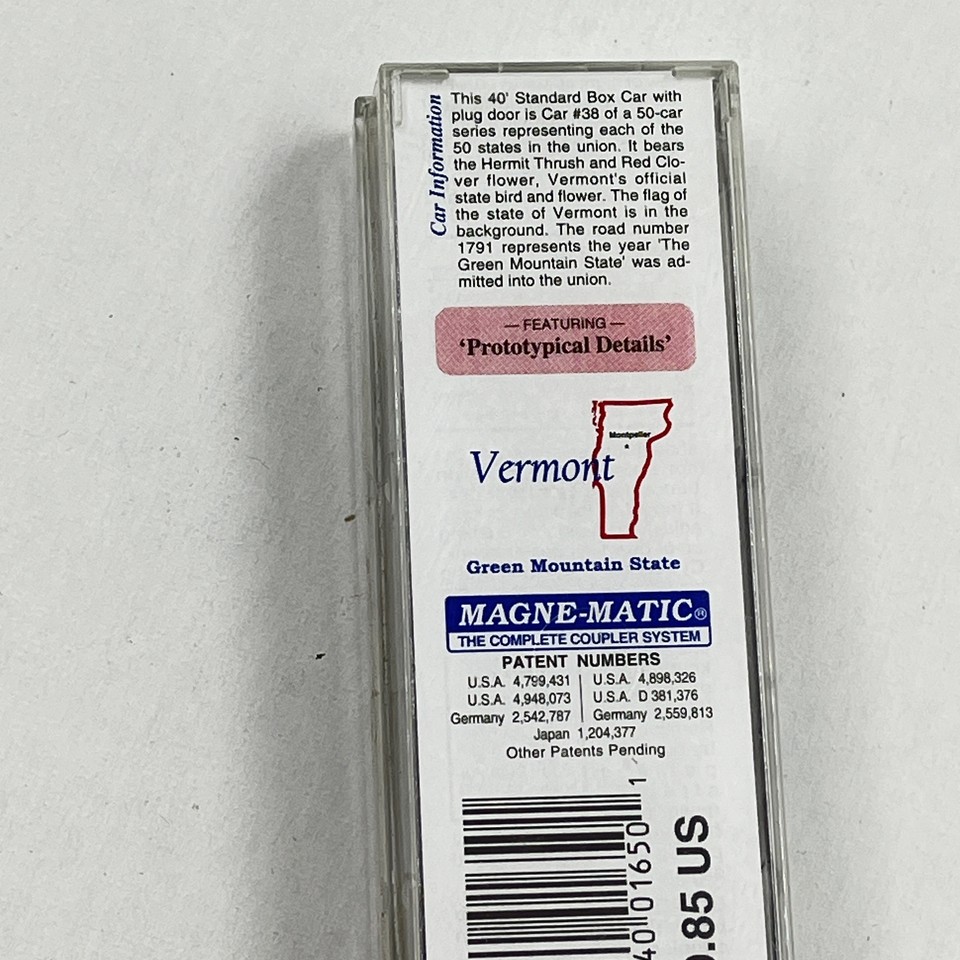 Micro Trains N Scale State Car Vermont VT 1791 40' Box Car #02100402 | eBay