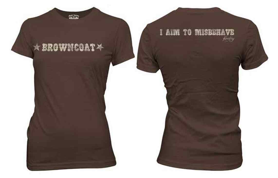 Firefly Browncoat Aim to Misbehave Juniors Brown T-Shirt | eBay