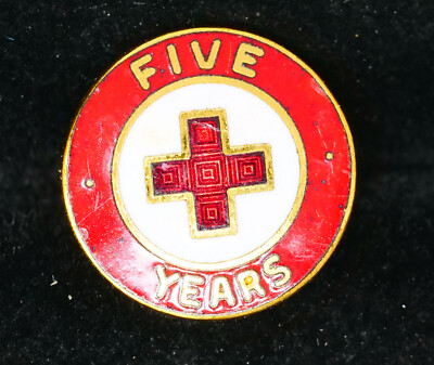 Vintage Red Cross 5 Years of Service Enameled Gold Filled Pin 1/2" Wide ...