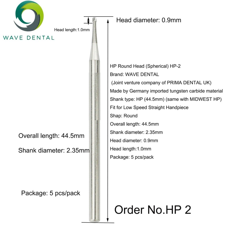 Wave Dental Burs Carbide Low Speed Round Burs For Straight Handpiece HP ...