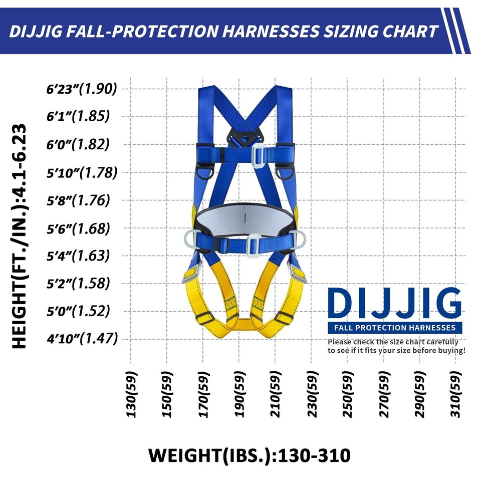Universal Full Body Fall Protection Safety Harness with Dorsal D-Ring ...