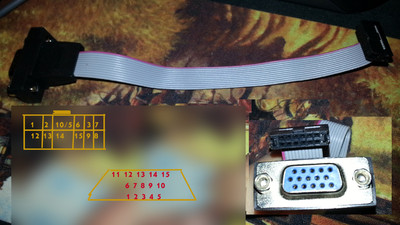 Lot of 5x 12 Hole (.5mm) Header to HD15 Female VGA Internal Cable ...