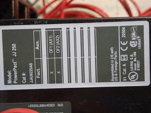 SQUARE D JJA36225AB JJA36225 POWERPACT I LINE BREAKER 225A 600V -TESTED ...