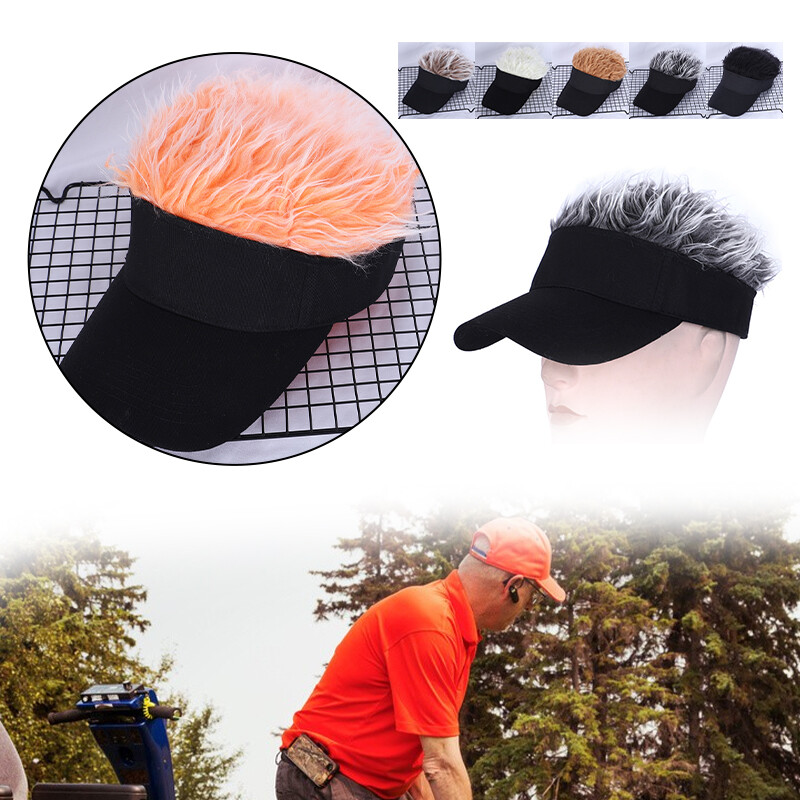 Golf Baseball Cap with Fake Hair Cap Sun Visor Toupee Hats Mens Spiked ...