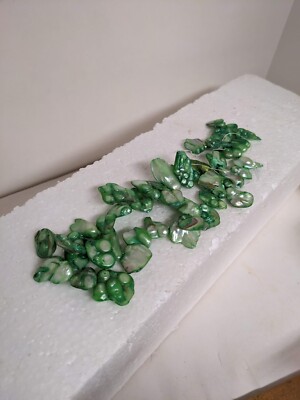 Shamrock Green cultured pearls 26x13 baroque beads 15in strand new B190 ...