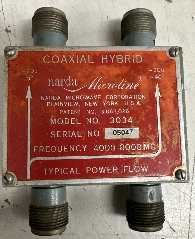 Narda 3034 Coaxial Hybrid Coupler 3 dB 4.0 - 8.0 GHz | eBay