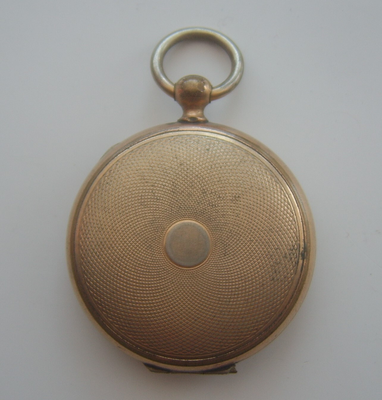 Victorian Engine Turned Gilt Metal Pocket Watch Fob Locket Pendant with ...