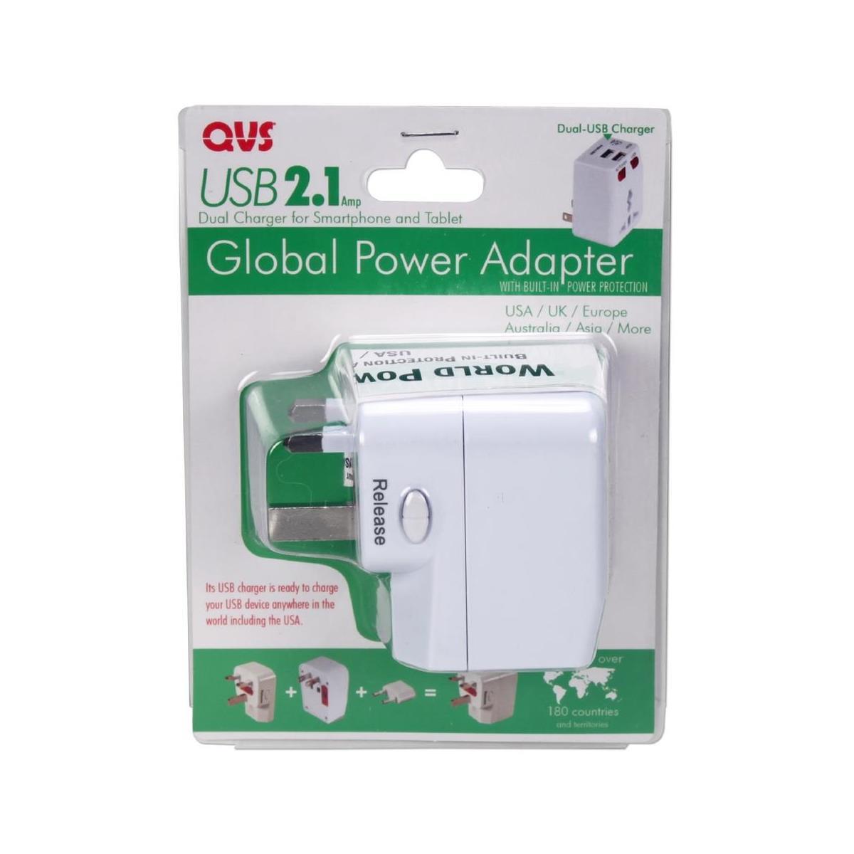 QVS Premium World Travel Power Adapter with Surge Protection, White #PA ...