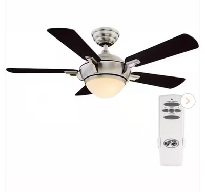 Midili 44 in. Indoor LED Brushed Nickel Dry Rated Ceiling Fan with 5 ...