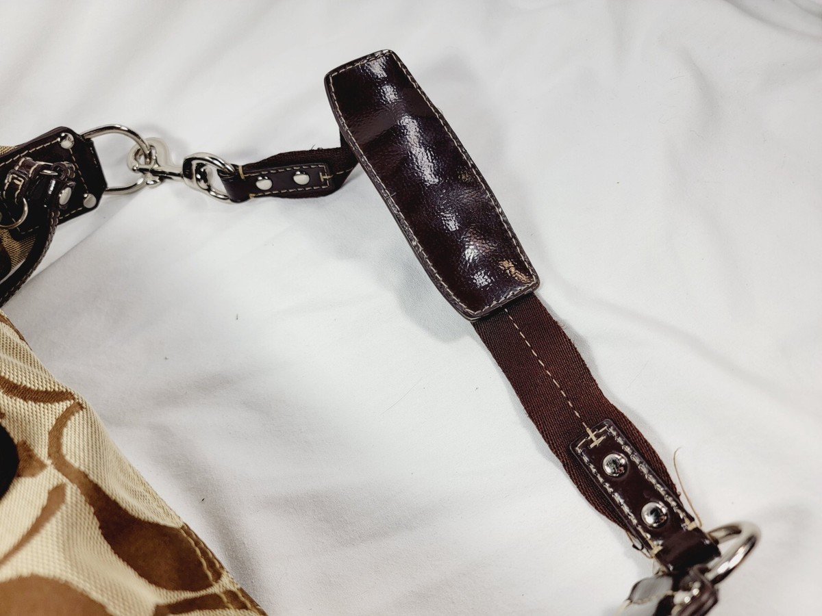 Coach Vintage F17434 Khaki & Brown Signature Stripe HOBO Coach Vintage F17434 Khaki & Brown Signature Stripe HOBO