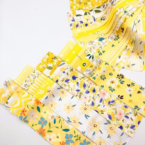 40Pcs Yellow Printed Patchwork Strips For DIY Sewing and Handicraft ...