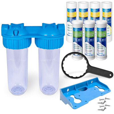 Dual Whole House Water Filter Purifier with Yearly supply of PP and CTO ...