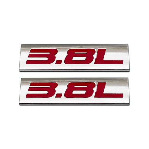 2x Red Chrome 3.8L Emblem Car Body V6 V8 Engine Metal Badge Racing ...