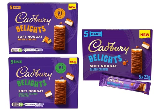 Cadbury Delights Soft Nougat Chocolate Bars 5 pack in 3 Flavours | eBay UK