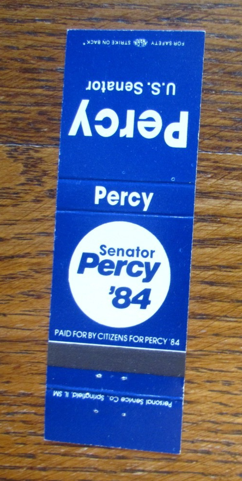 POLITICAL MATCHBOOK COVER: SENATOR CHARLES PERCY EMPTY 1984 MATCHCOVER ...