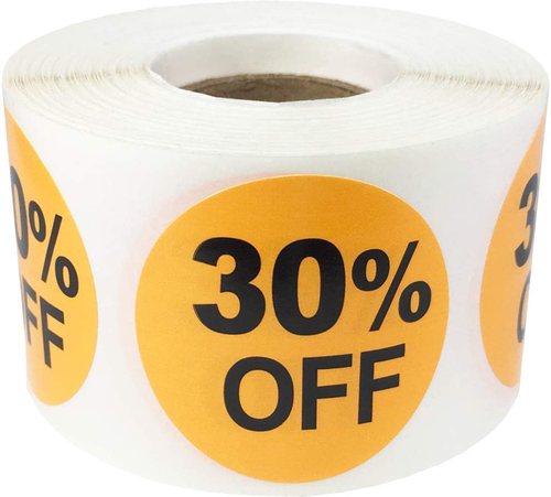 30% Percent off Stickers for Retail 1.5 Inch 500 Adhesive Labels ...