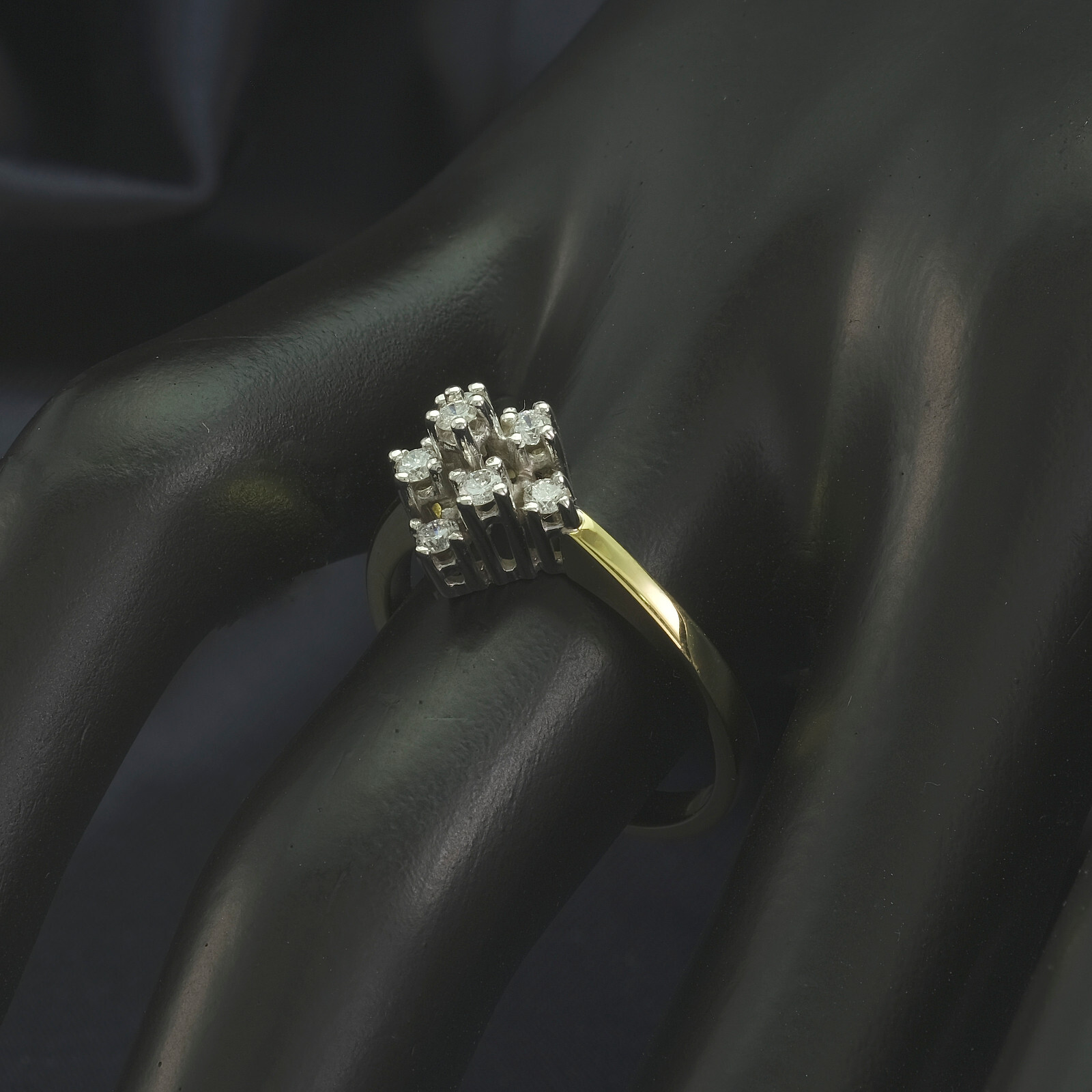 18ct Yellow Gold Diamond Tiered Cluster Ring Size N U… - Gem