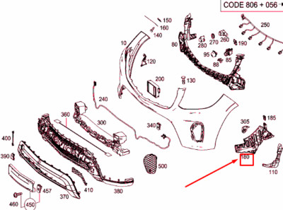 MERCEDES-BENZ GLS X166 FRONT RIGHT BUMPER MOUNTING A1668804501 NO DUTY ...
