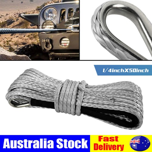Winch Rope For Dyneema SK78 6MM x 15M Hook Synthetic Car Tow Recovery ...