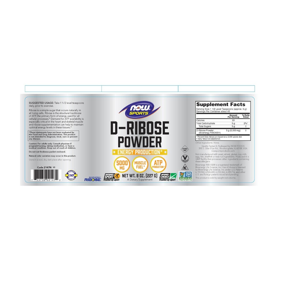 NOW Foods D-Ribose, 8 oz Powder | eBay