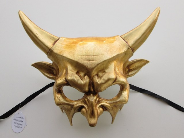 MASQUERADE DEVIL DEMON GARGOYLE COSTUME MASK HORNS EVIL STEAMPUNK MARDI ...