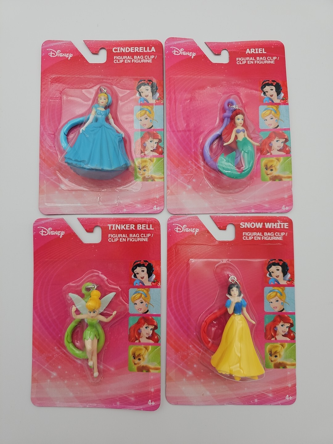 Set of 4 Disney Princess keychain clip Snow White Cinderella Ariel ...
