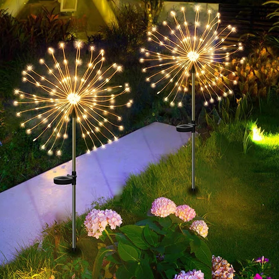 Solar Firework Fariy Lights Outdoor LED Waterproof Path Lawn Garden ...