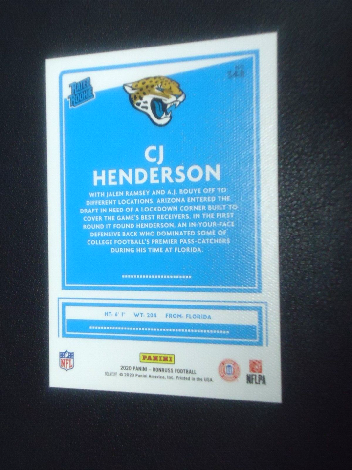 CJ Henderson 2020 DONRUSS RATED ROOKIE STUDIO SERIES CANVAS 4/100 Card ...