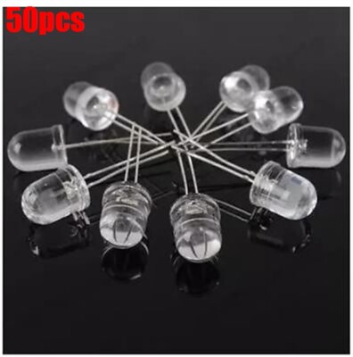50Pcs Super Bright 10Mm Round White Led Light Lamp Ultra Bright ...